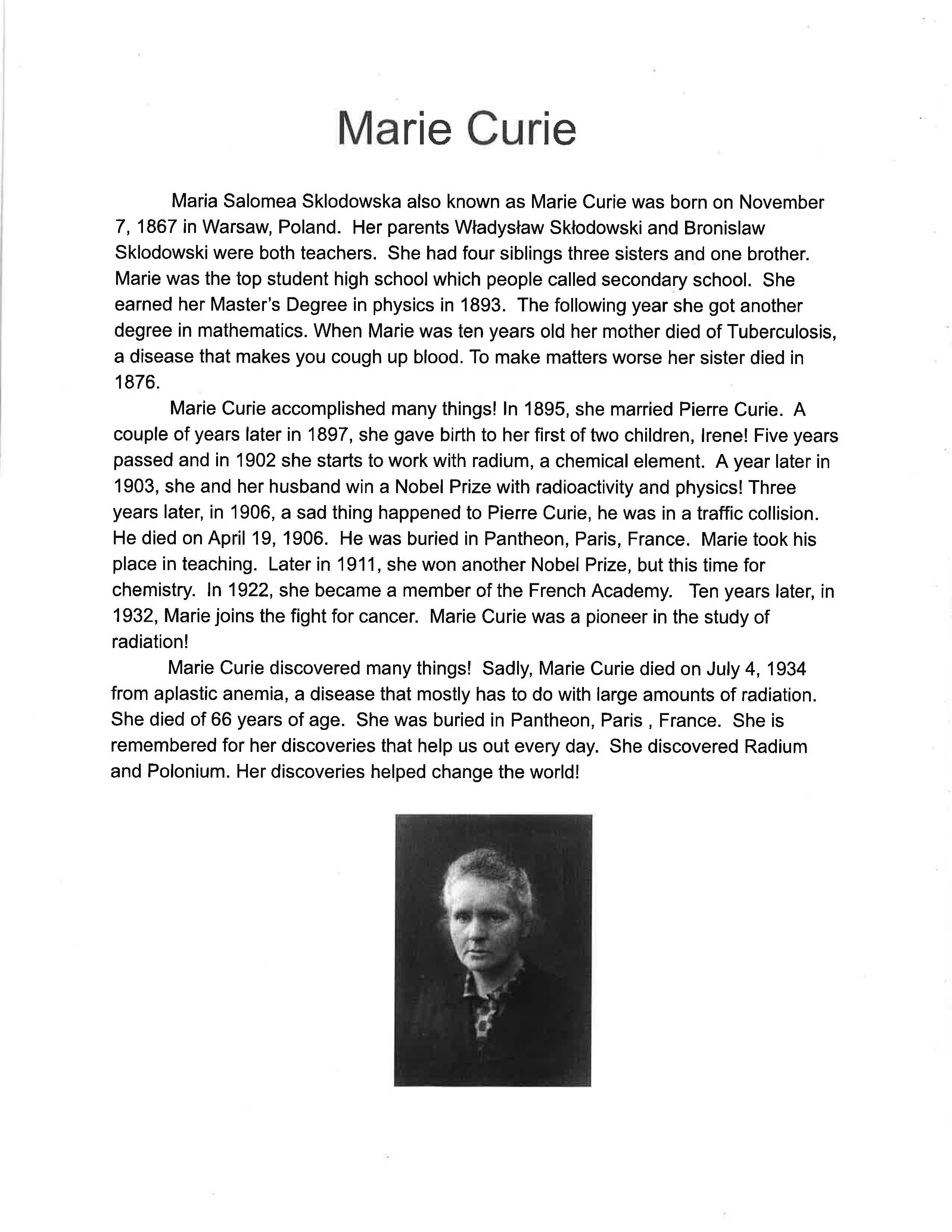 #WomensHistoryMonth: Marie Curie — Guest Post by a Budding Historian ...